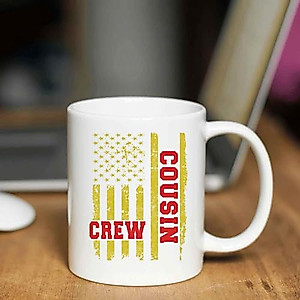Cousin Crew Outdoor Camp Gift - Grey Multicolored Unisex Sweat for Kids & Men - 11 Oz White Ceramic Coffee Mug