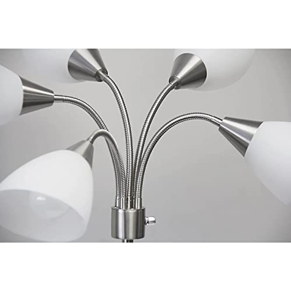 Adesso 7205-22 Multi-White Shade Floor Lamp, Adjustable Gooseneck Arms, Silver