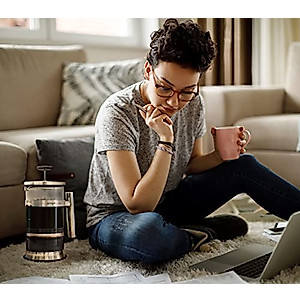 Simpli Press French Press Coffee & Tea Maker - Easy Cleanup & Customizable Smooth Coffee - Patented - Plastic-Free Premium Stainless Steel 34 oz - Black Color