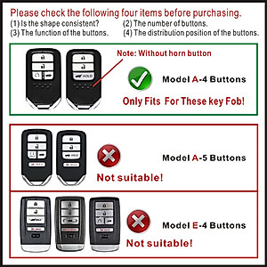 KOLALIR Key Fob Cover with Keychain Soft TPU 360° Degree Full Protection Compatible with Honda Accord Civic CRV HRV CRZ Pilot Ridgeline Odyssey Passport Fit Crosstour.(Model A-4 Buttons, White)