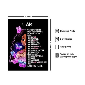 African American Girl Wall Art & Decor - I Am Black Girl Magic - Black Art - Inspirational Positive Affirmations - Inspiring Positive Quotes - Tween Teen Little Girls Bedroom Decor - Daughter Gifts