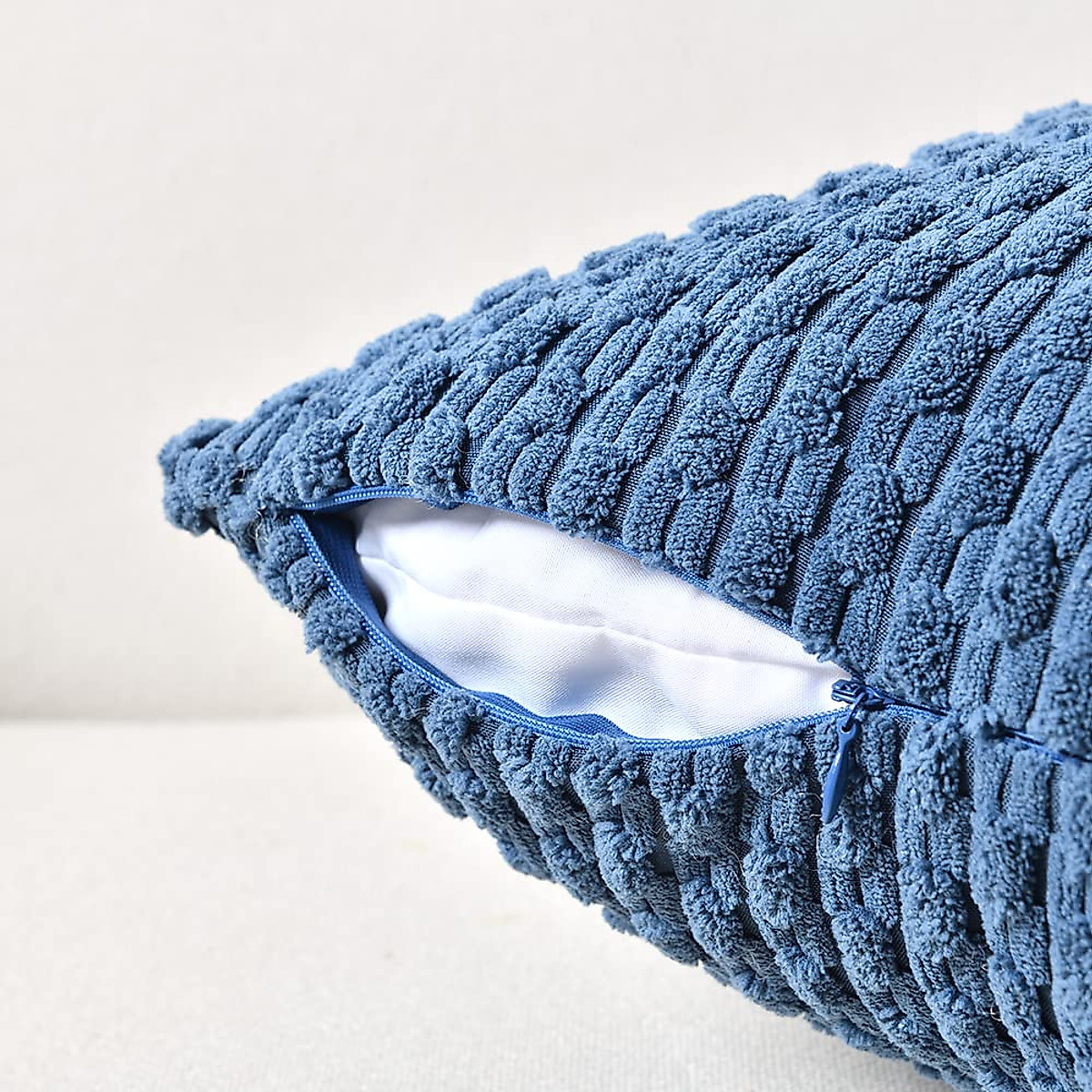 Fancy Homi 2 Packs Dusty Blue Decorative Throw Pillow Covers 18x18 Inch for Couch Bed Sofa, Modern Farmhouse Boho Home Decor, Soft Cute Plush Corduroy Cushion Case 45x45 CM