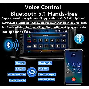 Double Din Car Stereo Wireless CarPlay Wireless Android Auto, 7inch Car Audio Receiver MP5 Player Car Radio Touchscreen with Bluetooth, Mirror Link, Backup Camera, FM, SWC, USB/AUX/TF/Subwoofer