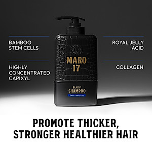 MARO17 Black+ Shampoo - Mens Shampoo for Gray Hair Reversal - Sulfate Free + DHT Blocker, Royal Jelly & Collagen for Thicker, Darker Hair - Protects Follicles, Promotes Growth, & Prevents Greying