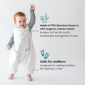 Tealbee Dreamsuit: Toddler Sleep Sack with Feet 12-18 Months, 18-24 Months - 1.2 TOG All Season Baby Wearable Blanket for Walkers - Rayon Made from Bamboo, Organic Cotton Sleep Bag - Love Milk
