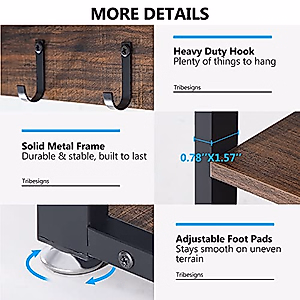 Tribesigns Industrial [Shoe] [Rack] [Bench] with Coat [Rack] Set With Hall Tree, 3 Storage Cubbies, 7 Hooks for Entryway, Hallway, 5-in-1Design, Rustic Brown