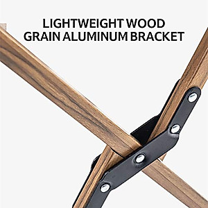 Naturehike Outdoor Furniture Camping Wood Grain Aluminum Folding Moon Chair (Black)