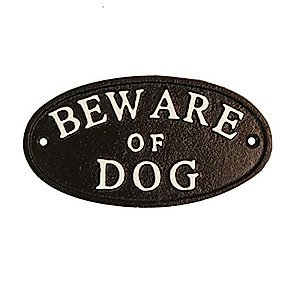 TG,LLC Treasure Gurus Black Cast Iron Beware of Dog Rustic Security Sign Front Door Garden Gate Home Decor