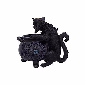 Nemesis Now Spite's Cauldron Backflow Incense Burner Black Cat Familiar 16.3cm