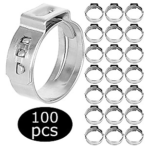 Holdware 100pcs 1/2 inch PEX Crimp Rings, Stainless Steel PEX Cinch Clamps 17.5mm Diameter Pinch Clamps Pex Fittings for PEX Tubing Pipe Fitting Connections