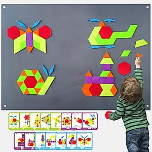 EDDJOND Shape Felt Board for Toddlers Teaching Story Board Set, Large 3.5 Ft Felt Toys Flannel Parent-Child Interactive Game Felt Board Pieces 123 PCS