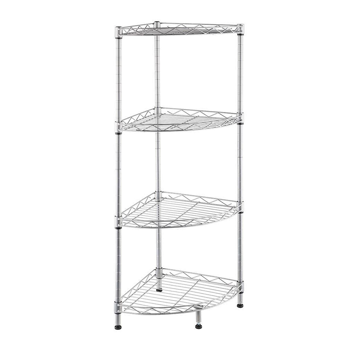 VCJTA 4 Tier Corner Shelf Rack Kitchen Bathroom Storage Wire Organizer Space Saving