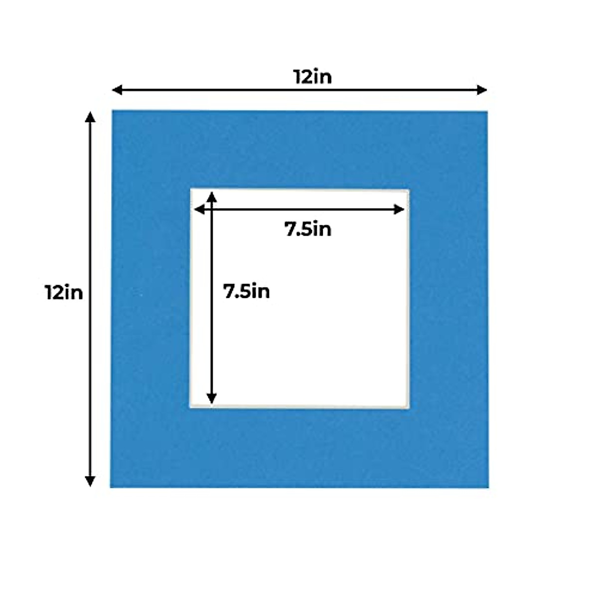 12x12 Mat for 8x8 Photo - Precut Bay Blue Picture Matboard for Frames Measuring 12 x 12 Inches - Bevel Cut to Display Art 8 x 8 Inches - Acid Free Pack of 100 MATS with Backing Boards & Clear Bags