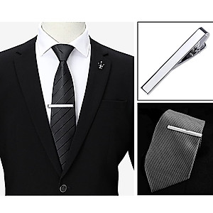 Classic Style Men's Tie Clips, Viaky Neck Ties Necktie Bar Pinch Clip with Gold Silver Black 3 Tone, Best Gifts for Your Father, Lover and Friends in Xmas, Anniversary, Wedding, Party, Meeting