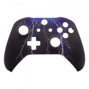 eXtremeRate Purple Storm Patterned Faceplate Cover, Soft Touch Front Housing Shell Case, Comfortable Soft Grip Replacement Kit for Xbox One X S Controller - Controller NOT Included