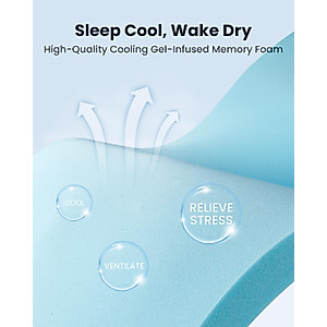 Dreamsmith Queen 3 Inch Memory Foam Mattress Topper, Cooling Gel-Infused Bed Topper for Back Pain with Removable Soft Cover, CertiPUR-US Certified, Queen
