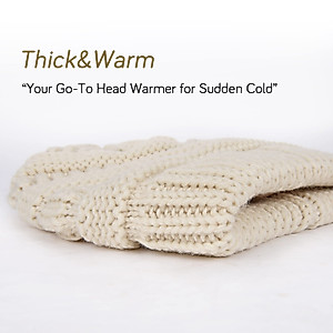 FURTALK Winter Beanie for Women Satin Lined Warm Knit Skull Slouch Beanie Hat (Beige-Satin Lining, One Size)