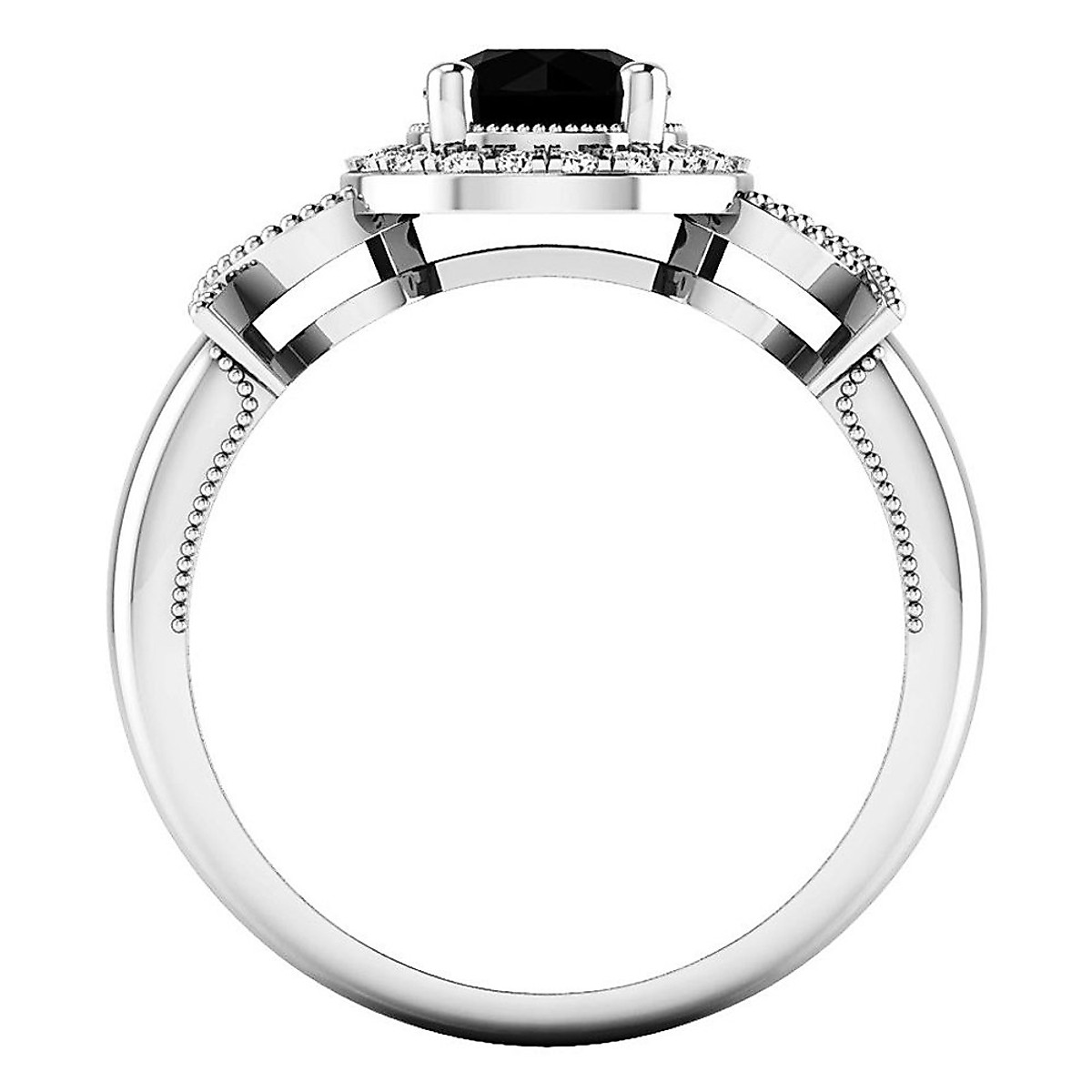 Dazzlingrock Collection 1.10 Carat (ctw) 10K Round Black & White Diamond Ladies Engagement Ring Set 1 CT, White Gold, Size 7.5