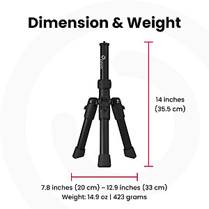 Pivo Tripod Mini 14-inch Smartphone and Camera Extendable Compact Lightweight Aluminum Stand with Universal 1/4" Thread for Action Camera, DSLR & Pivo Pods