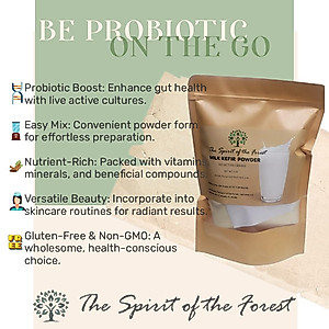 Milk Kefir Powder Ready To Use No Maintenance - Live Active Probiotic Cultures - Non GMO Gluten Free - Health Starter - Leche de Bulgaros en Polvo (Large Pack 10 Oz)