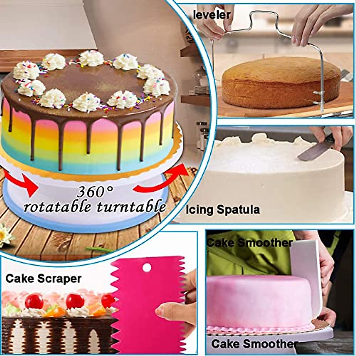 Cake Decorating Kits 567 PCS Baking Set with Springform Pans Set, Rotating Turntable, Decorating Tools, Cake Baking Supplies for Beginners and Cake Lovers
