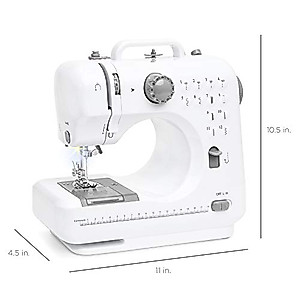 Best Choice Products Compact Sewing Machine, 42-Piece Beginners Kit, Multifunctional Portable 6V for Beginner w/ 12 Stitch Patterns, Light, Foot Pedal, Storage Drawer - Gray/White