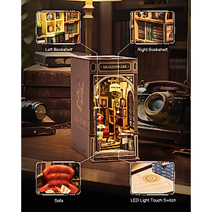 rowood Book Nook,DIY Book Nook Kits for Adults,3D Wooden Puzzle Bookend Miniature Kit,Bookshelf Insert Decor Alley,Wood Craft Hobbies for Women/Men,Birthday Christmas Gifts-Bookstore