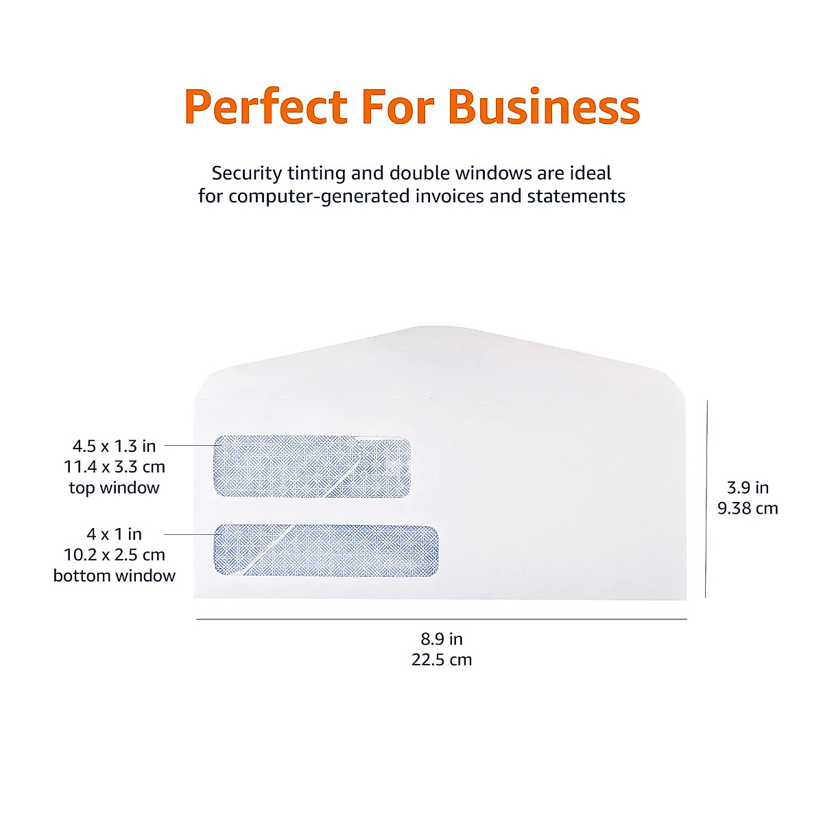 Amazon Basics #9 Double Window Security Tinted Envelopes, White, 500 ct