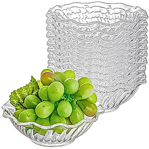 Elsjoy Set of 12 Plastic Dessert Bowls, 7 Oz Clear Small Plastic Bowls Mini Snack Bowl, 4.7 Inch Stackable Serving Bowls for Ice Cream, Candy, Nut, Fruits, Flower Shape