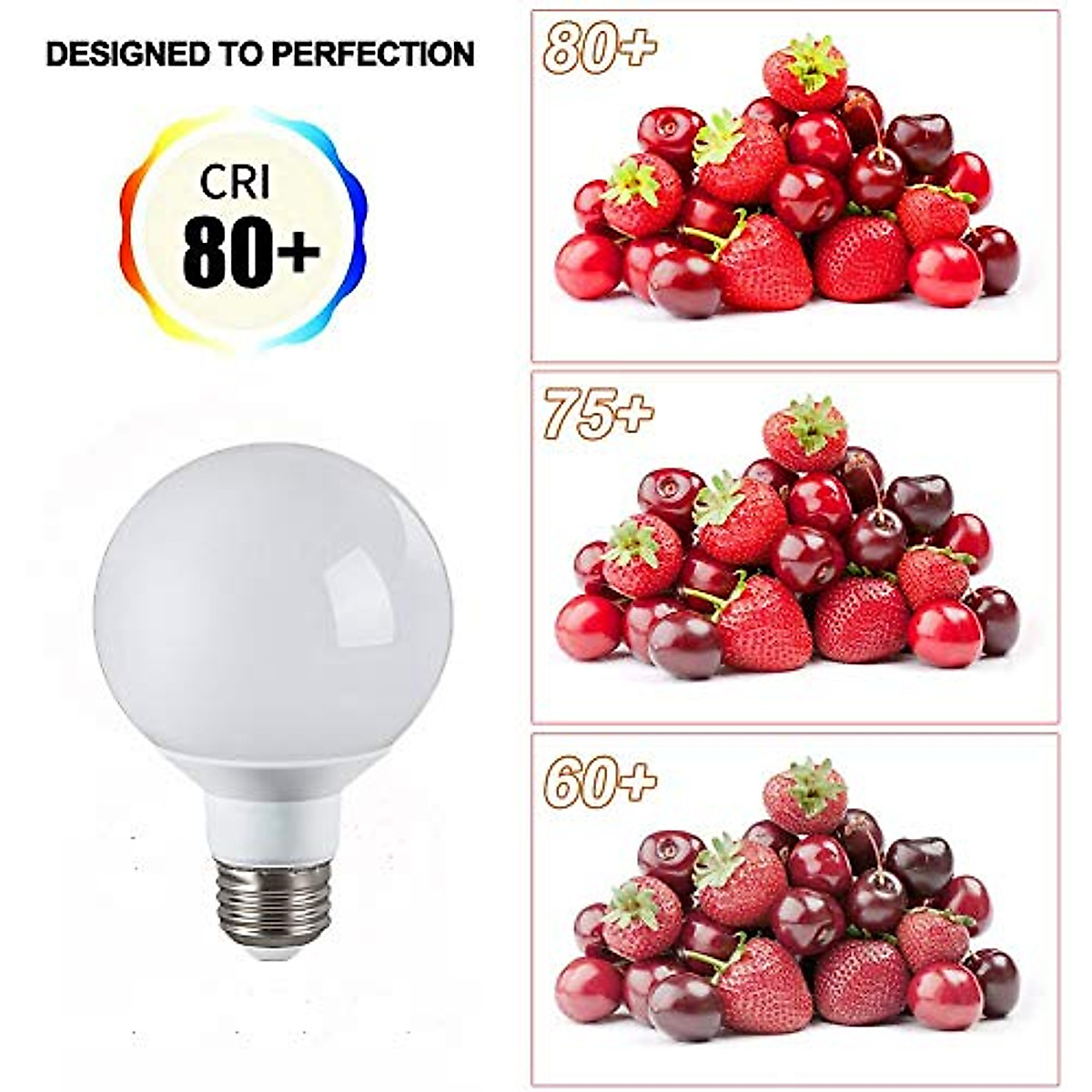 Lxcom Lighting G60 LED Light Bulb 3W Globe Bulbs 25W Incandescent Bulb Equivalent E26/E27 Base Warm White 3000K 300LM LED Small Vanity Light for Makeup Mirror Home Lighting, 6 Pack