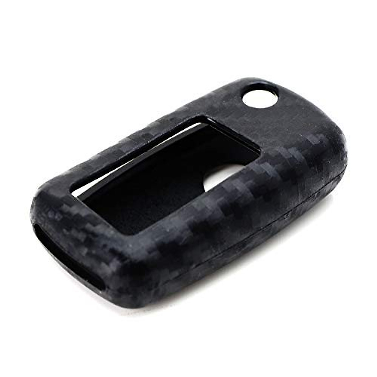 iJDMTOY Carbon Fiber Pattern Soft Silicone Key Fob Cover Case Compatible with Volkswagen Golf GTI R32 Jetta Rabbit Passat Beetle Polo Bora CC EOS Flip Key