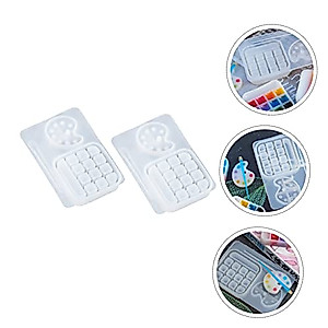 SEWACC Resin Molds 6 Pcs Palette Stencil Resin Tray Eyeshadow Pallet Crystal Mold Paint Resin Eyeshadow Pallets Silicone Mold for DIY Paint Tray Box Mold DIY Accessories Clay