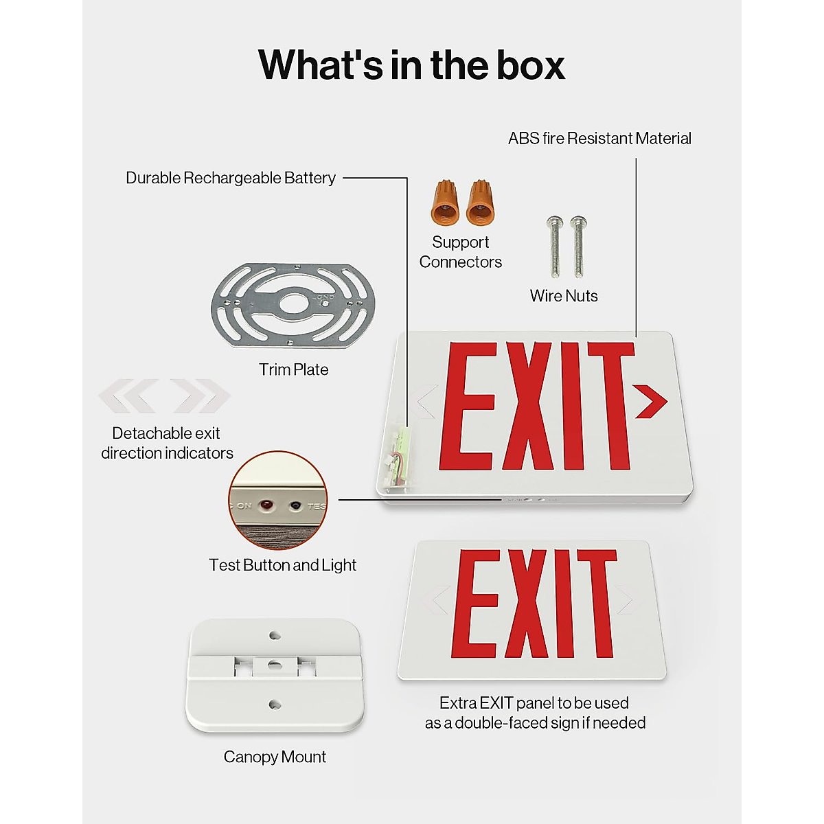 Sunco 12 Pack LED Exit Sign with Emergency Light, Commercial Grade Double Sided Fire Exit Lights, Backup Battery, Illuminated Emergency Exit, 120-277V, Dual Mounting, UL 94V-0 Fire Resistant