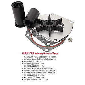 MARKGOO 821354A2 Water Pump Impeller Repair Kit for Mercury Mariner Force Outboard 25 30 40 45 50 HP BigFoot Boat Motor Engine Parts Replacement Quicksilver Sierra Marine 18-4531 821354A1 821354A04