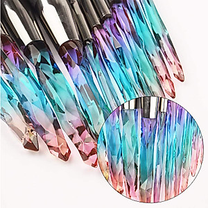 Makeup Brushes Set Crystal Handle - 10pcs Colorful Diamond Cosmetic Kabuki Brushes Foundation Concealer Face Powder Eye Shadows Highlight Brush Kit For Makeup