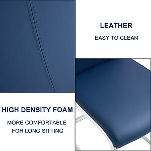 LUSPAZ Faux Leather Dining Chairs Set of 4, Modern Dining Room Chair Kitchen Chairs with Upholstered Seat, Metal Legs and High Back, Sillas para Comedor, Blue