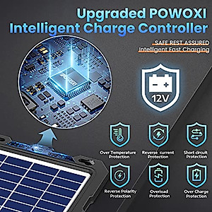 POWOXI Upgraded 7.5W-Solar-Battery-Trickle-Charger-Maintainer-12V Portable Waterproof Solar Panel Trickle Charging Kit for Car, Automotive, Motorcycle, Boat, Marine, RV,Trailer, Snowmobile, etc.