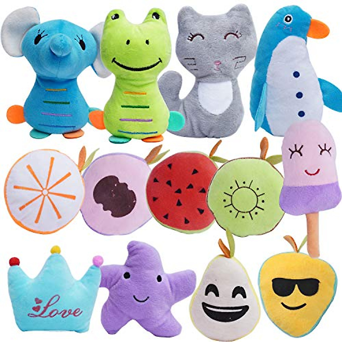HDMOTU 26 Pack Multicolored Squeaky Dog Toys Bulk Pet Puppies Cute Puppy Squeaky Squeakers Toy Plush Dog Toys for Small Dogs