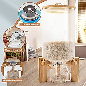 Glass Rice Airtight Dispenser 8L with Stand,Rice Holder Dispenser,Cereal Dry Food Storge Container Food Dispenser Countertop for Kitchen Organization and Pantry Store(8 L)