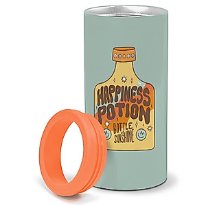 Insulated Stainless Steel Slim-Can Cooler by Studio Oh! - Happiness Potion - 12-Ounce Double-Wall Construction with Full-Color Artwork & Secure Screw-On Lid