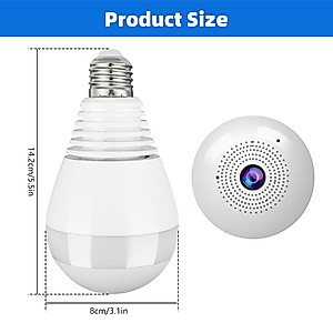 SOAMOEU 360°Security WiFi Camera Bulb HD 1080P Home Security Light Camera, Full Color Night Vision Wireless Bulb Camera