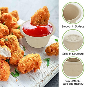 CYEAH 300 Pcs Disposable Paper Souffle Cups 2oz, Stackable Small Sauce Containers, Eco-friendly Condiment Cups, Biodegradable Tasting Cups for Snack Dessert Portion Control Salad Dressing