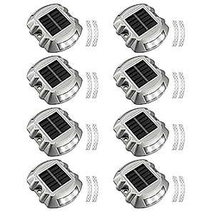 APONUO Solar Driveway Lights, Solar Dock Lights Outdoor Driveway Lighting IP67 Waterproof Outdoor Boat Dock Lamp for Driveway Stair Pathway Deck Cool White （8 Packs）