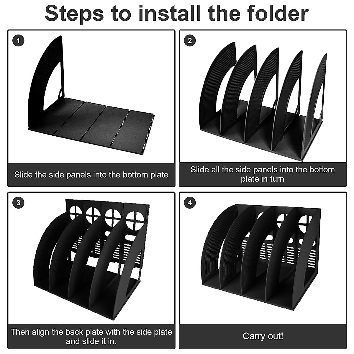 Lemical Sturdy Magazine File Holder Organizer No Width Limitation Book Rack Desktop File Folder Frames Dividers Document Storage Box File Rack File Sorter Office Supplies