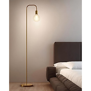 Oneach 63.75'' Industrial Antique Brass Gold Minimalist Floor Lamp for Living Room, Bedroom and Office