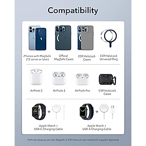 ESR 3 in 1 Charger for Magsafe, Travel Charger Stand for Magsafe, Made for Apple Watch Certified, Foldable Charging Station Compatible with Magsafe and iPhone 15/14/13/12, AirPods Pro, Black