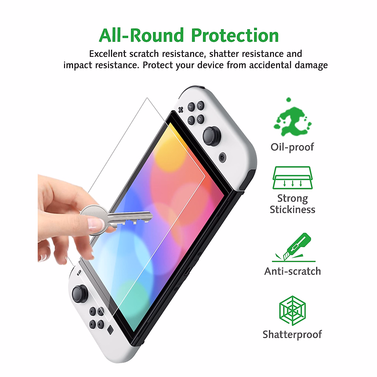 Bioton Tempered Glass Screen Protector Compatible with Nintendo Switch OLED Model 2021 [EZ Kit] [Automatic Alignment] - 2 Pack