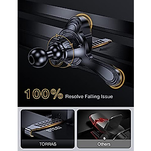 [Deepest Clamp] TORRAS Car Phone Holder Mount [Real Big Phones & Thick Case Perfectly] Universal Sturdy Hook Cell Phone Mount Air Vent [Never Fall Off] Fit for iPhone14 13 Pro Max Samsung Ultra 23 &All