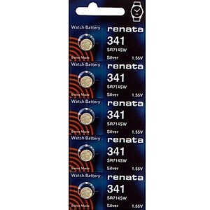 Renata 341 SR714SW Watch Battery - Silver Oxide 1.55V - Strip of 5 Batteries