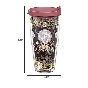 Tervis Floral Moon Phases Made in USA Double Walled Insulated Tumbler Travel Cup Keeps Drinks Cold & Hot, 24oz, Quartz